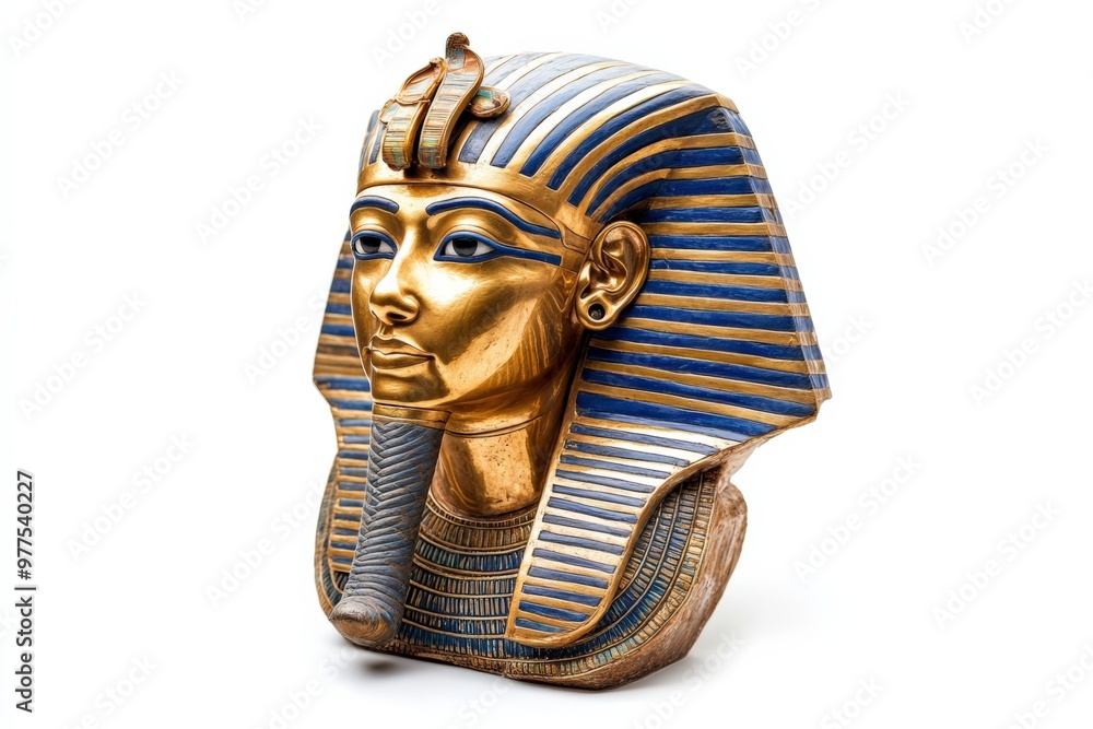 Egyptian Pharaoh Tutankhamun's Funeral Mask. Isolated Ancient Antique ...