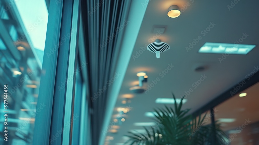 A wireless network setup in an office building, showing access points ...