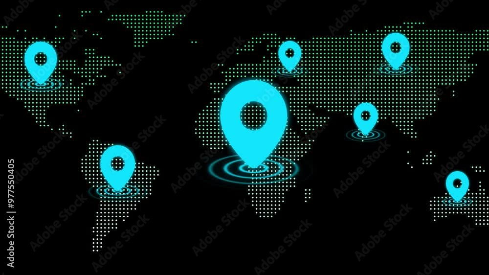 GPS Locator icon animation .location icon on the world map . Stock 비디오 ...