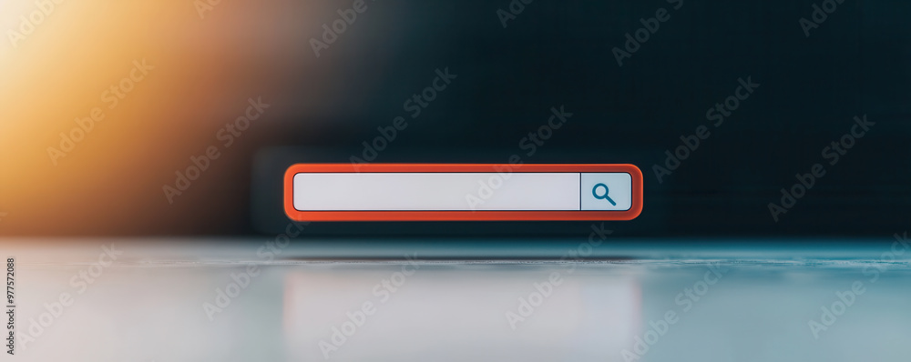 A modern search engine layout featuring highlighted query input box ...