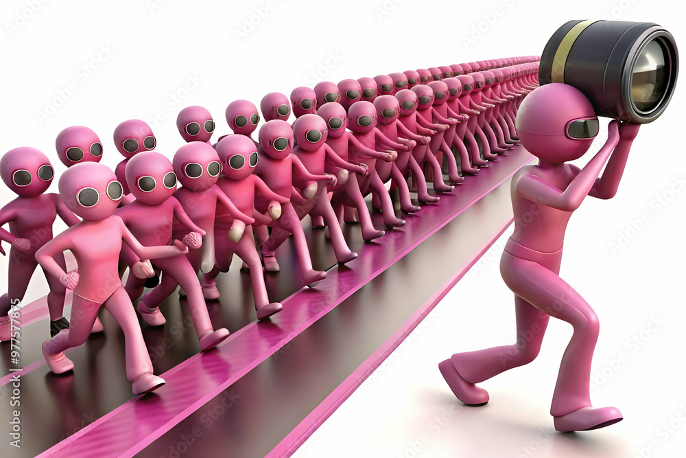 Wide Angle Shot of Pink-Clad Runners at Race for the Cure Start Line ...