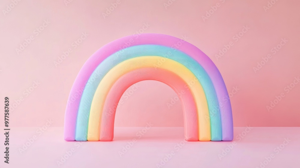 A fading rainbow symbol representing depression, placed on a solid pale ...