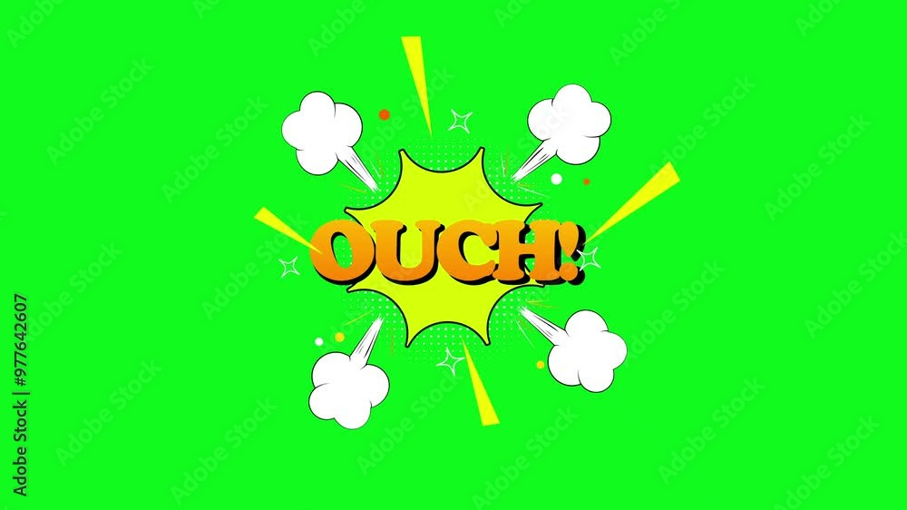 OUCH pop art in 4K comic style animation text video. Vintage colorful ...