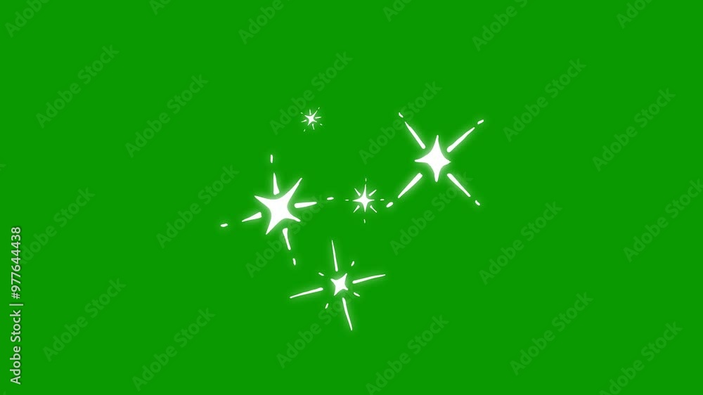 Sparkling star 2d Alpha channel green screen. Vector, doodles style ...