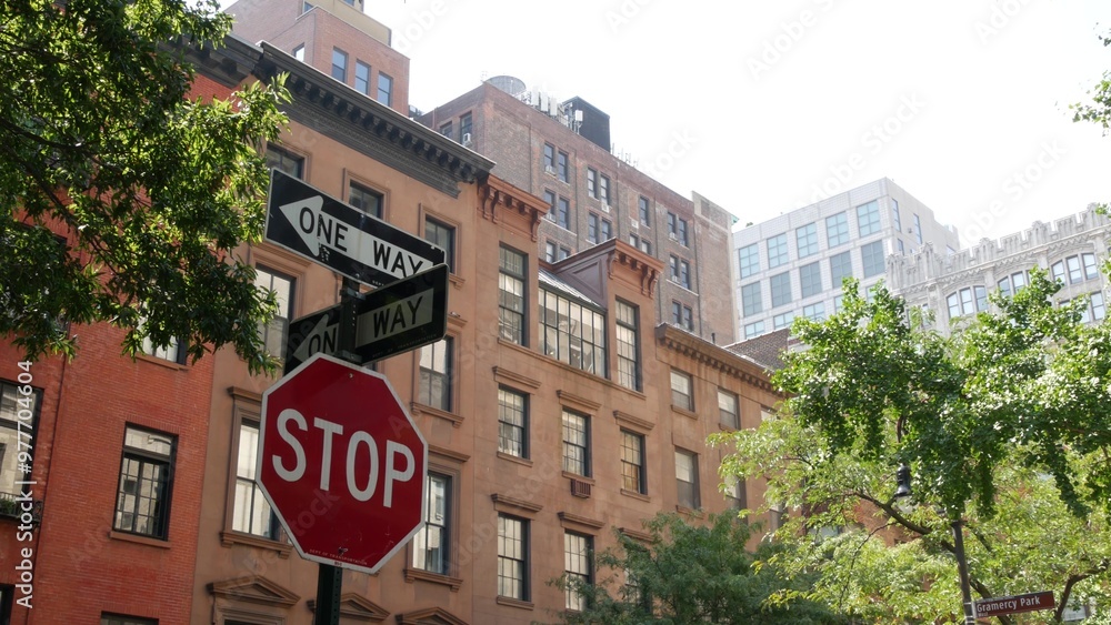 New York City oneway crossroad, Stuyvesant street intersection one way ...