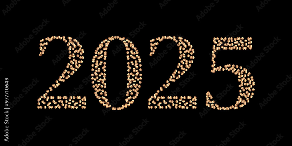 Fotografie, Obraz 2025, numbers from golden confetti, XeniaDenisova ...