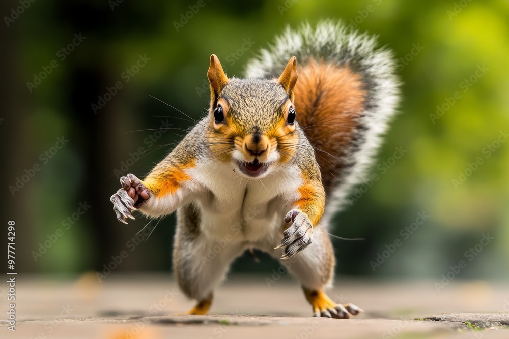 Squirrel chasing its own tail in a playful moment of confusion and excitement Stock Illustration ...
