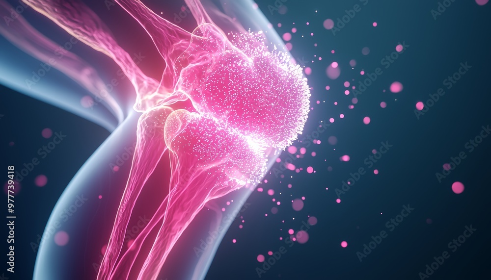 A visual representation of cartilage regeneration inside the knee joint ...