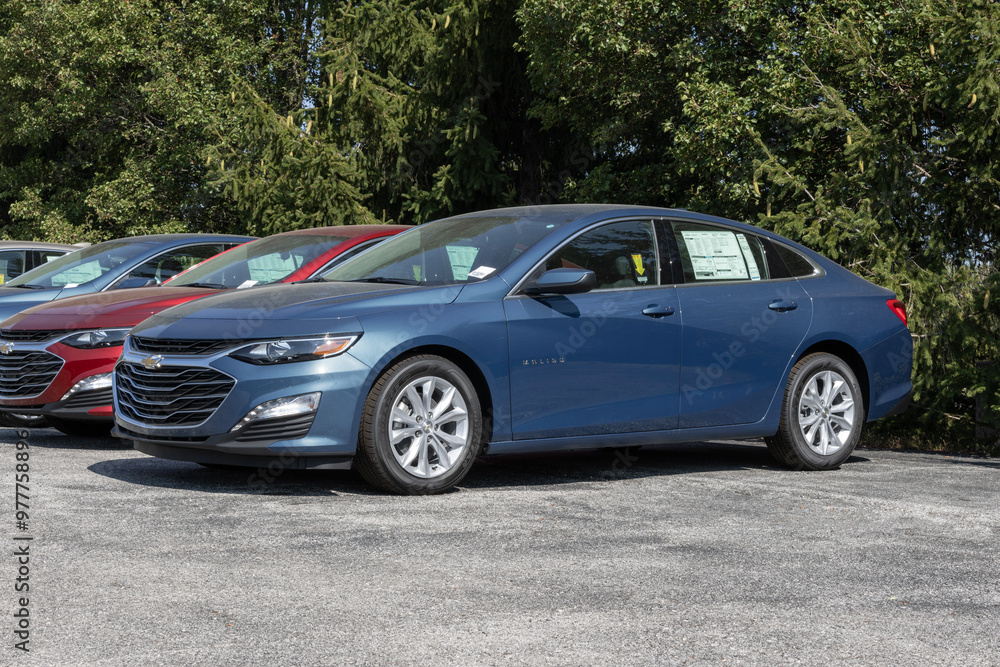 Chevrolet Malibu LT display at a dealership. Chevy offers the Malibu ...