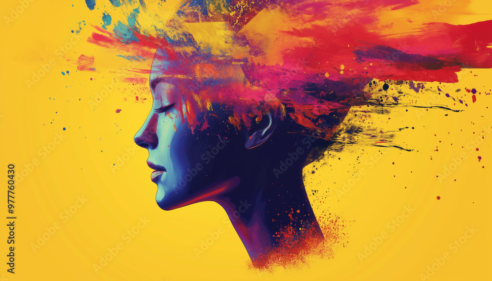 abstract profile illustration of a woman, Asperger syndrome, As and ...