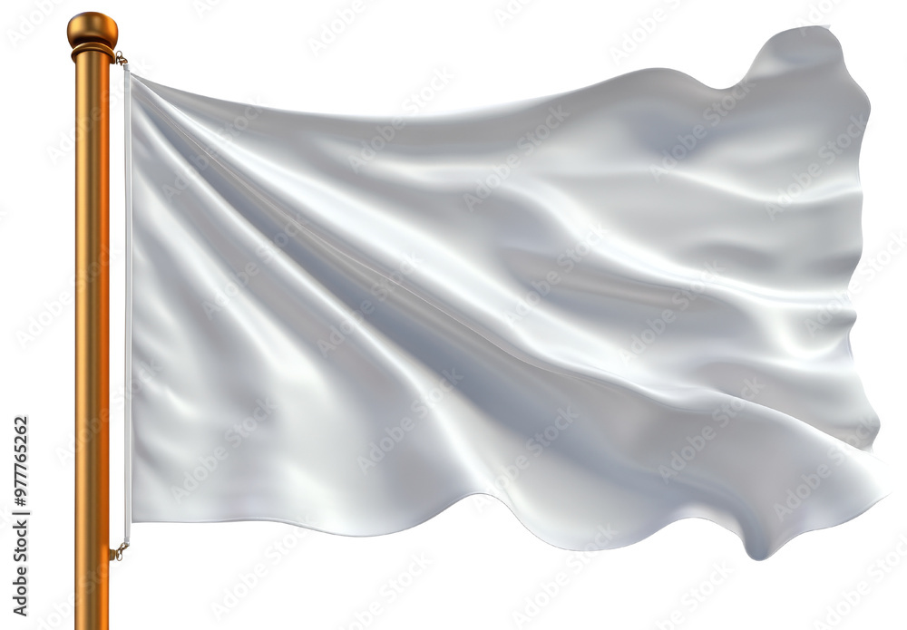 White flag on a pole, flying in the wind, Isolated PNG with Transparent ...