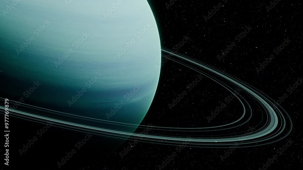 Close up of Planet Uranus the Ice giant 3D Animated Visualization with ...