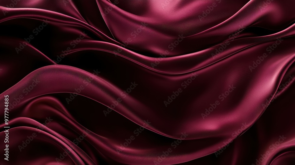 Luxurious red satin fabric draped elegantly, showcasing smooth textures ...