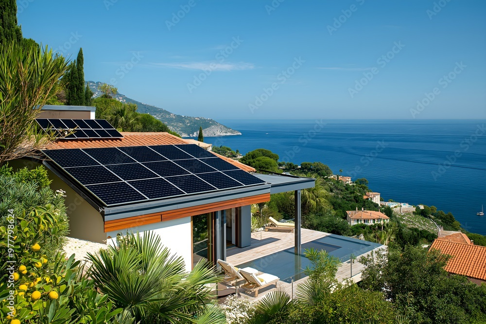 Solar Panels Installed On A Luxury Villa In The French Riviera, Solar ...
