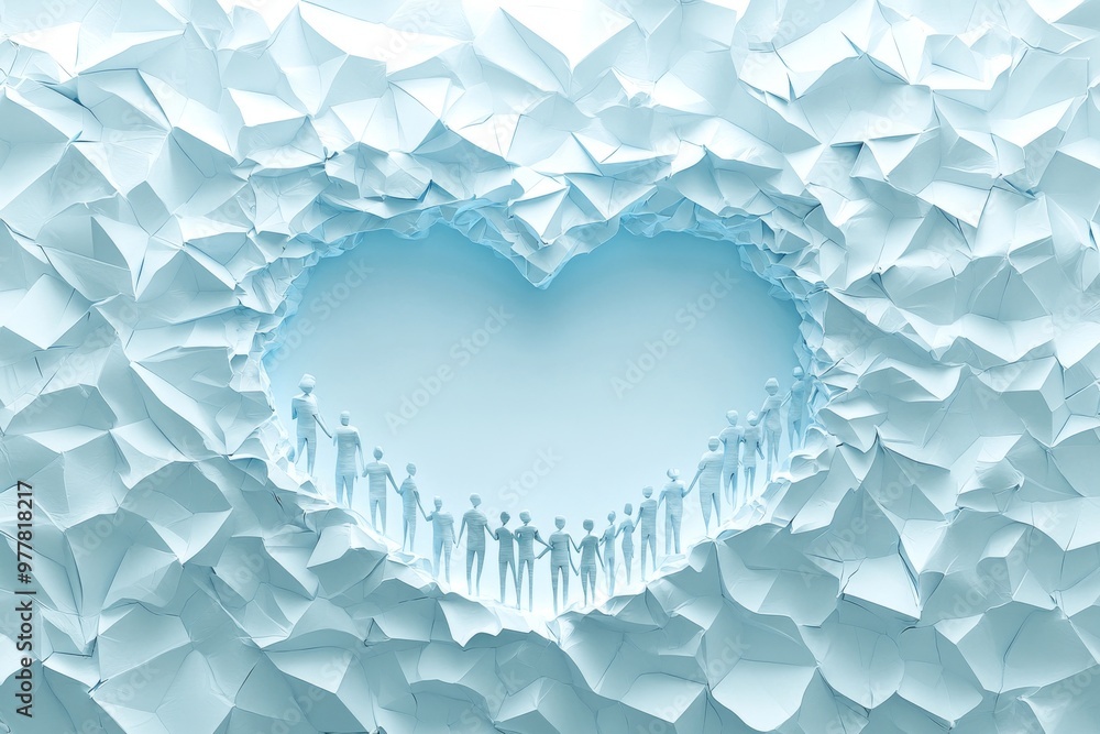 Frozen heart sculpture with ice figures symbolizing emotional fragility ...