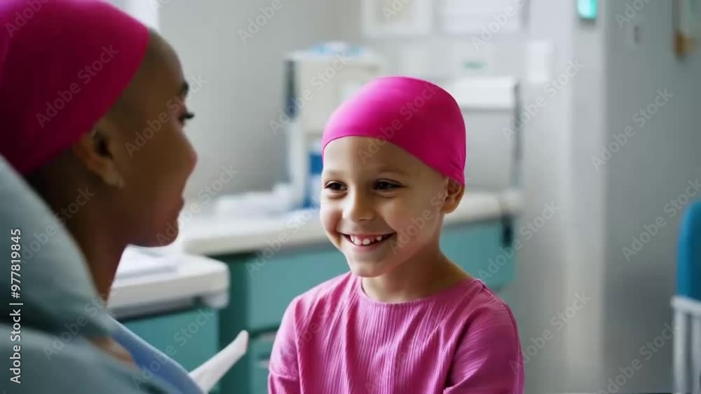 Bald boy smiling in cancer hospital bed,child with cancer, elderly ...