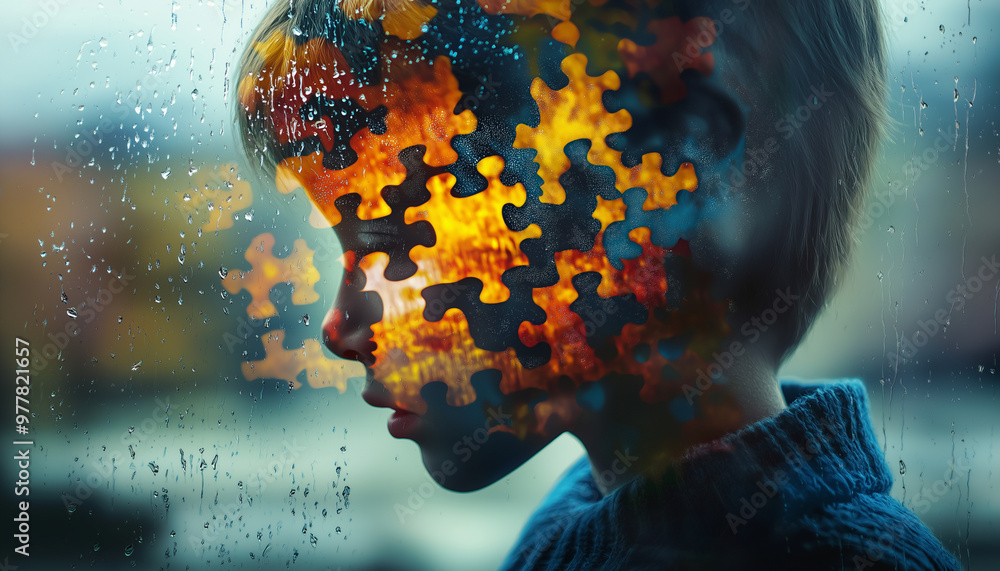 Child with autism , cute boy with puzzles, autism awareness , Can be ...