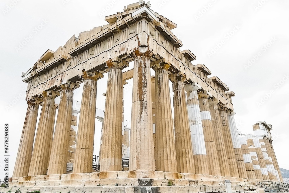 The Parthenon's timeless columns grace the Acropolis, symbolizing Greece's cultural legacy and ...