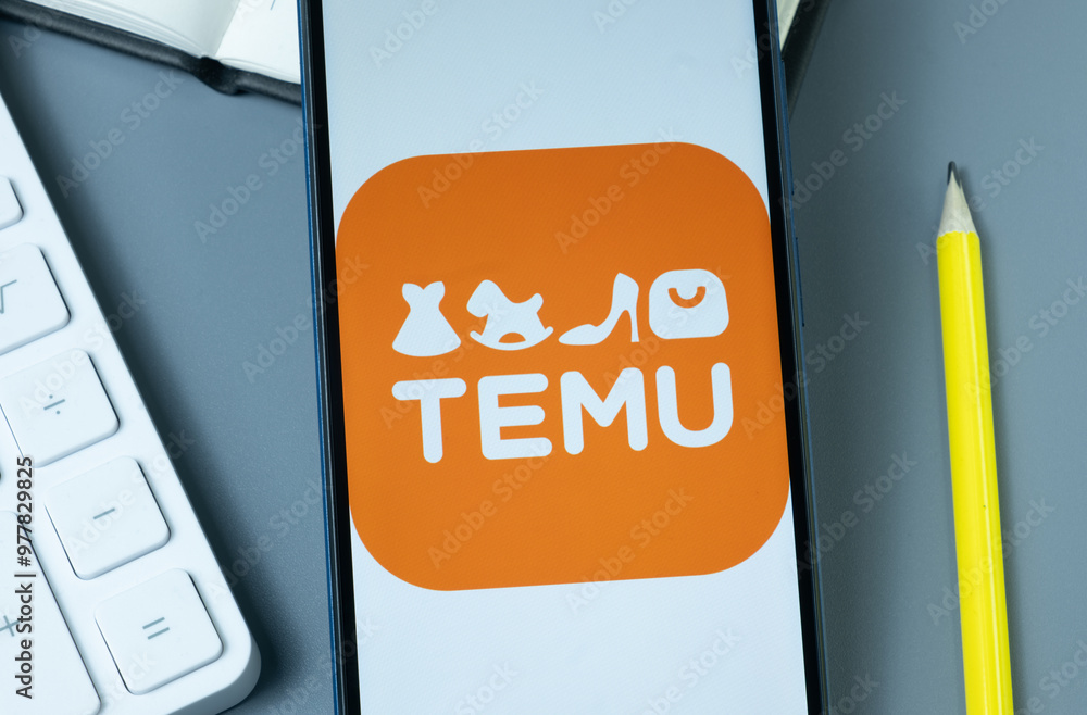 New York, USA - 30 August 2024: Temu Logo on Phone Screen, Company Icon ...