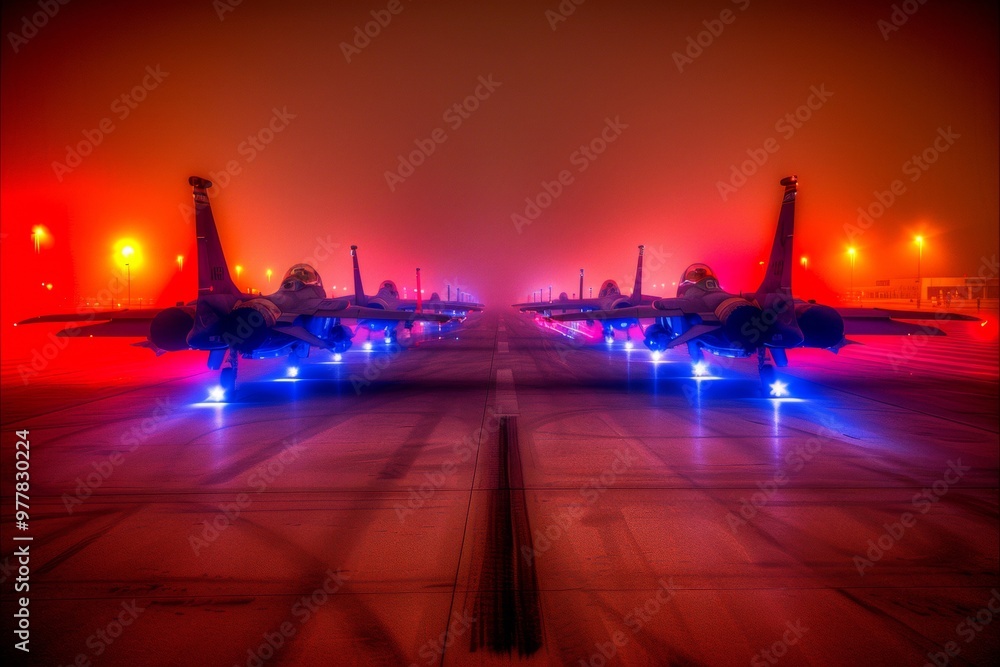A Photography of A busy runway with aircraft taking off and landing ...