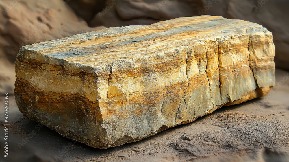 Natural Sedimentary Rock with Layered Strata in Desert Terrain ...