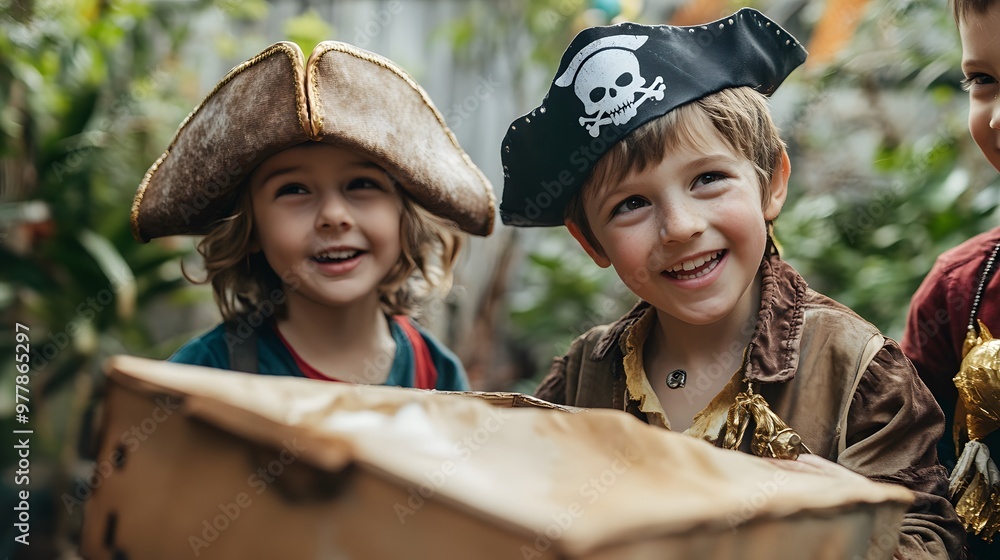 Kids playing a treasure hunt game at a pirate-themed birthday party ...