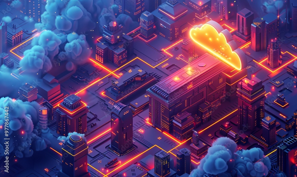 infrastructure cloud tech background illustration scalability ...