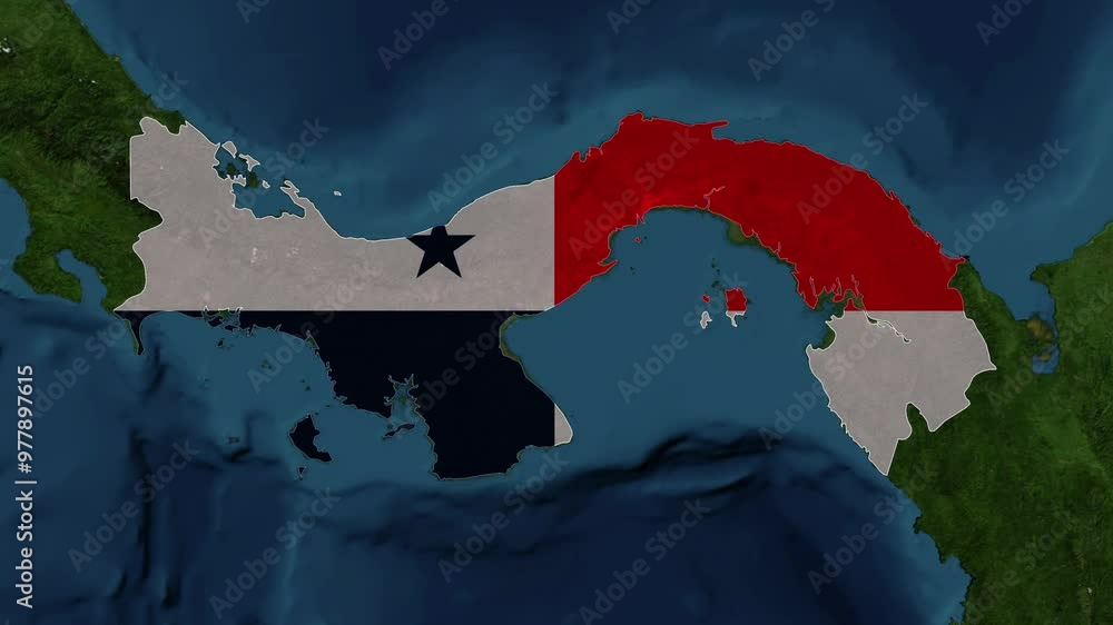 Zoom from Earth to Panama. (Country Flag) High quality world map ...