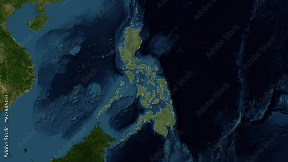 Zoom from Earth to Philippines. (Highlighted) World map animation with ...