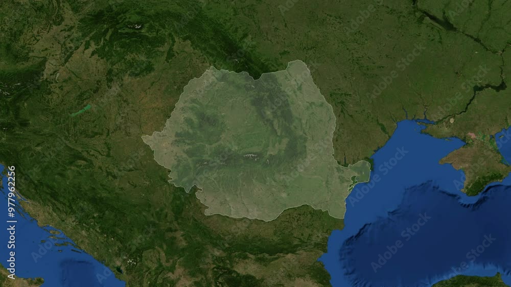 Zoom from Earth to Romania. (Highlighted) World map animation with ...