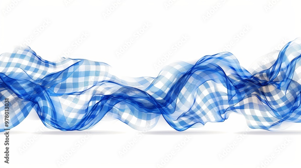 Blue and white checkered fabric waves traditional Bavarian banner for ...