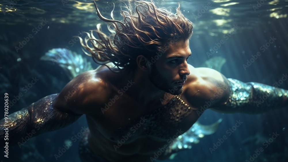 merman in the sea - poseidon - neptune - fish man - wet man - wet guy ...