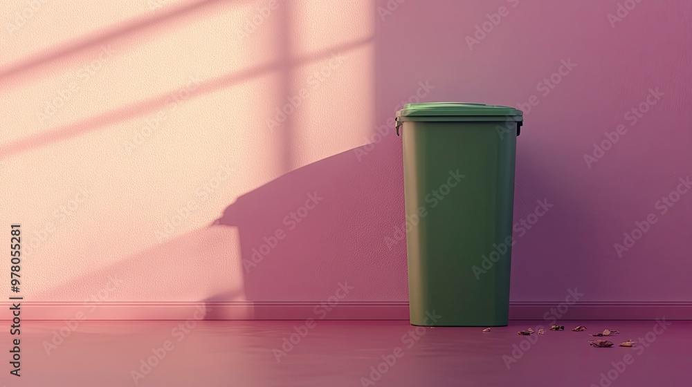 Compostable waste bin with a green lid, food scraps visible, placed in ...