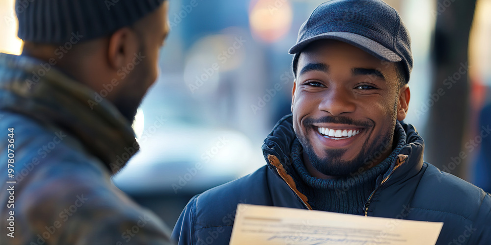Generous Philanthropist: A man's kind eyes and warm smile as he hands ...