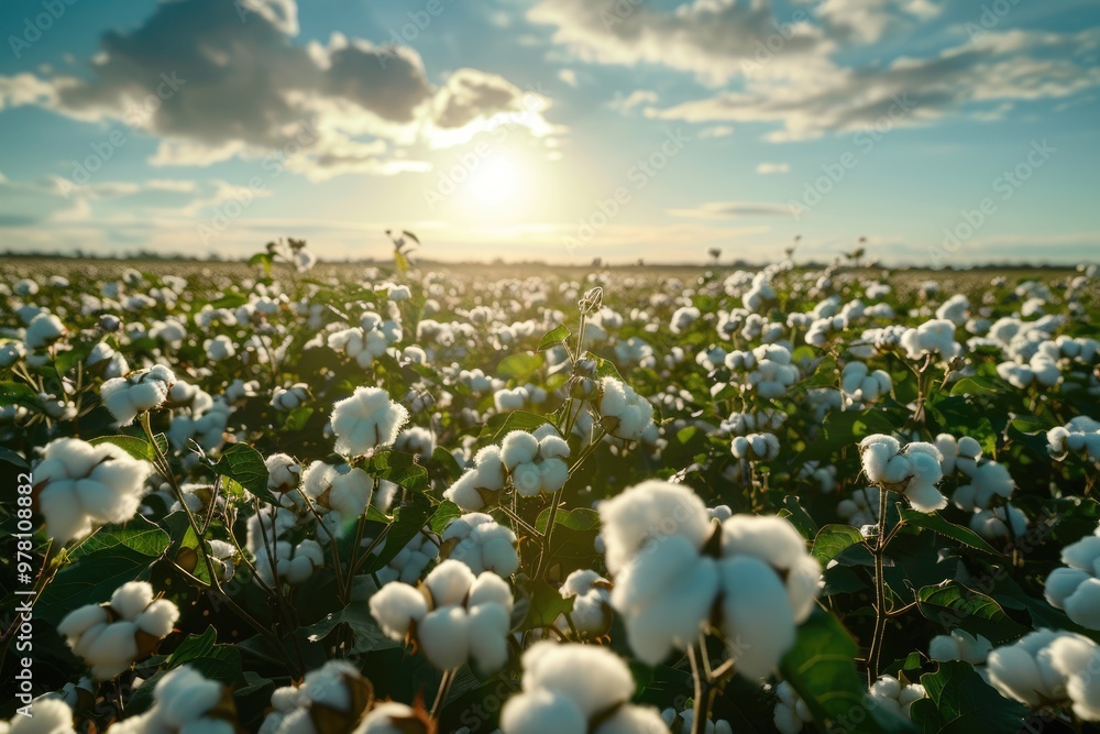 Endless expanse: cotton field plantation, capturing vast landscape of ...