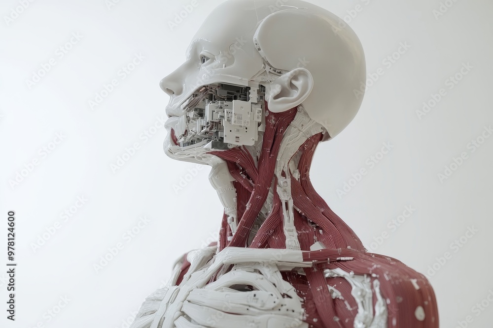 Anatomical model of a human body with muscles and skeletal system ...