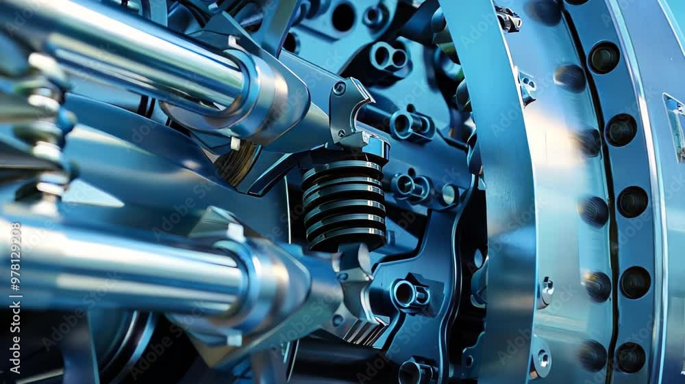 A close-up image highlights intricate mechanical components of a ...