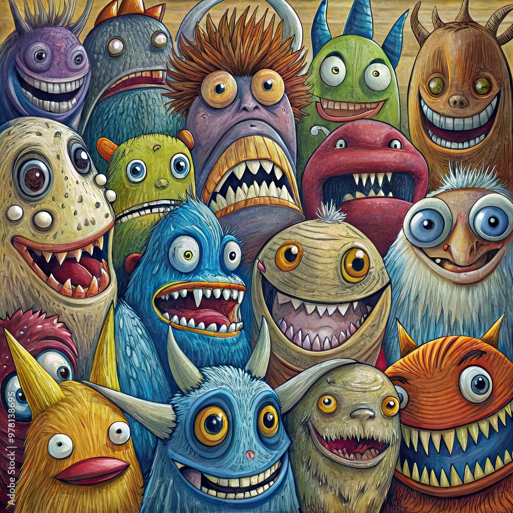 Drawing from a sketchbook with lots of cute doodle monsters and quirky ...