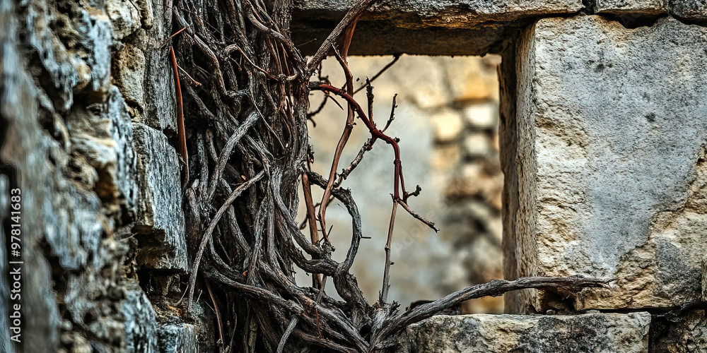 Twisted Vines of Entanglement: Tangled vines snaking through the ruins ...
