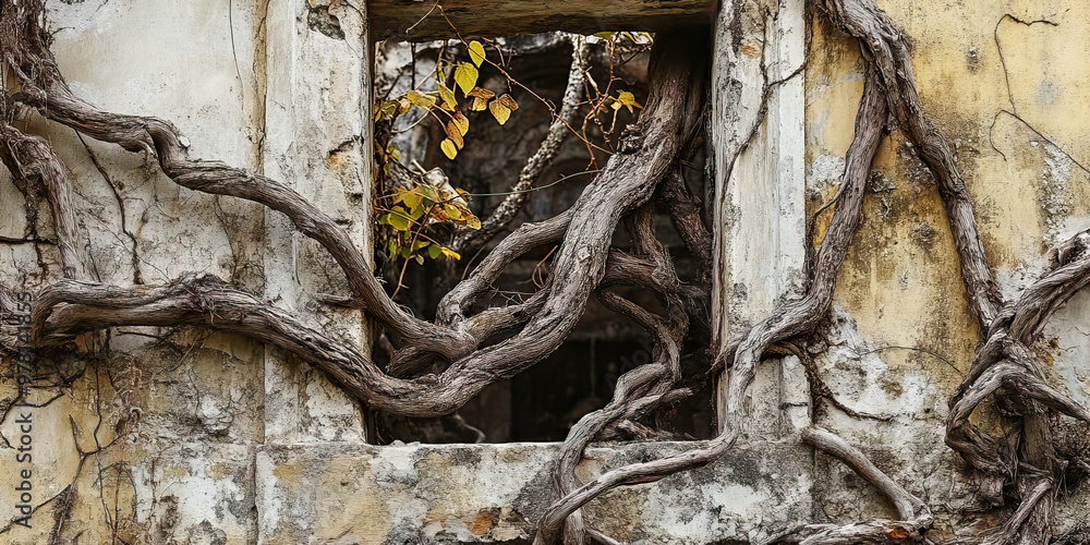 Twisted Vines of Entanglement: Tangled vines snaking through the ruins ...