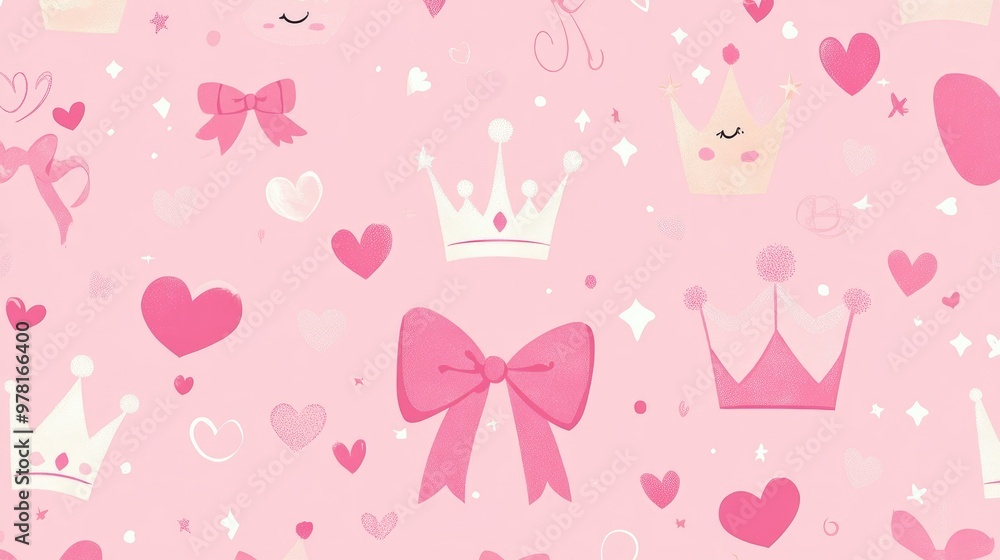 Vector illustration featuring a pink princess pattern ideal for ...