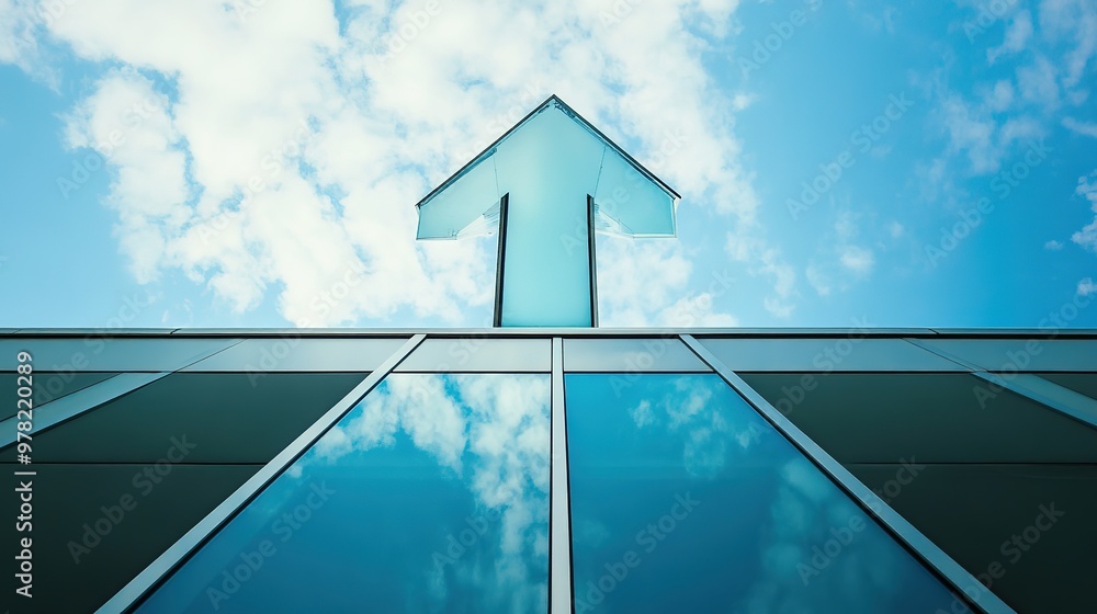 Up arrow design featuring a glass effect, showcasing a sleek and modern ...