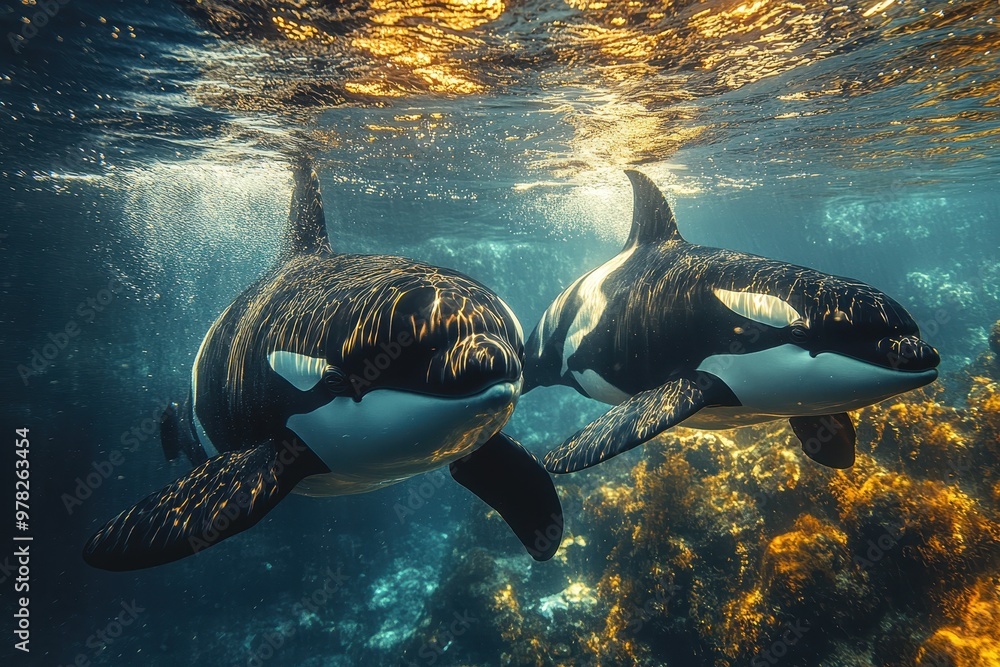 Underwater Photography: Close-Up of Orcas Swimming with Their Young in ...