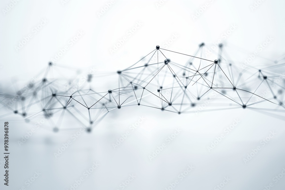 Abstract network connection map featuring interconnecting nodes and ...