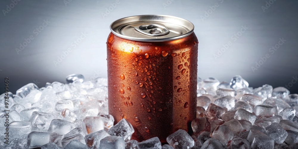Cola drink can with ice cubes , Refreshing, drink, soda, beverage, cold, fizzy, thirst quenching ...