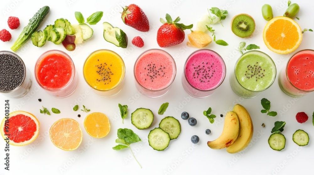 109. Artistic arrangement of different flavored fruit and vegetable ...