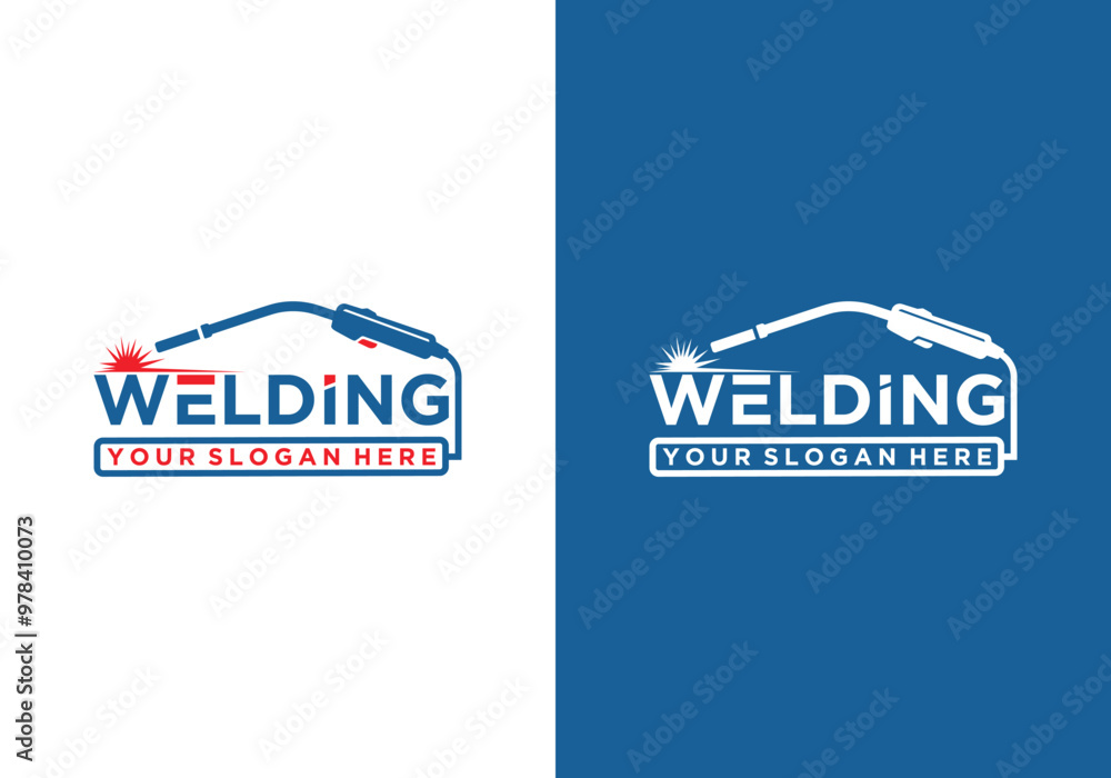 welding torch logo design with sparks. Welding tool vector design ...