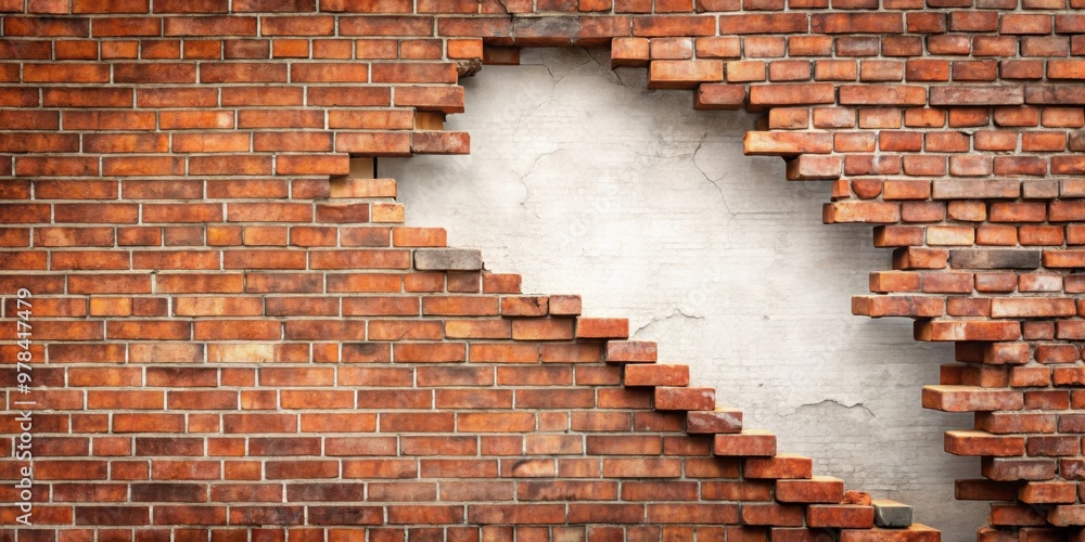 Broken corner of brick wall with crumbling pieces falling apart ...