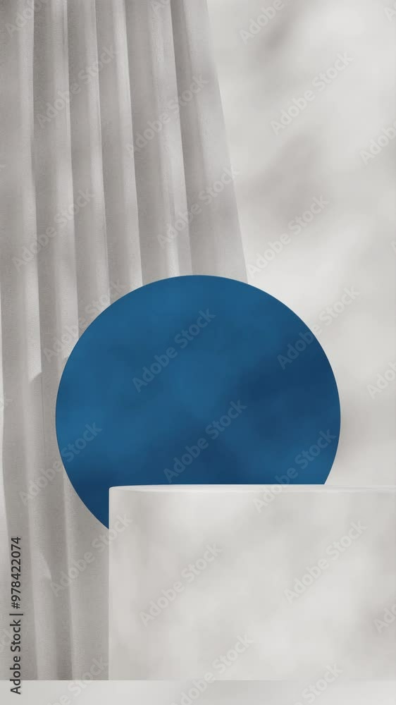 looping seamless shadow animation with blue circle shape backdrop, 3d ...