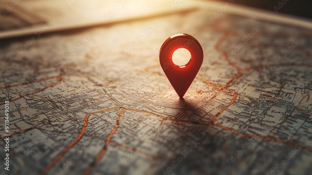 Clean travel itinerary with a bright red location pin, multiple ...